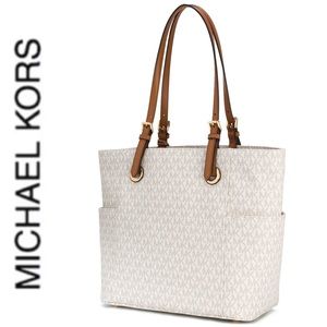 Michael Kors | Bags | Nwt Authentic Mk Signature Monogram Tote Vanilla ...